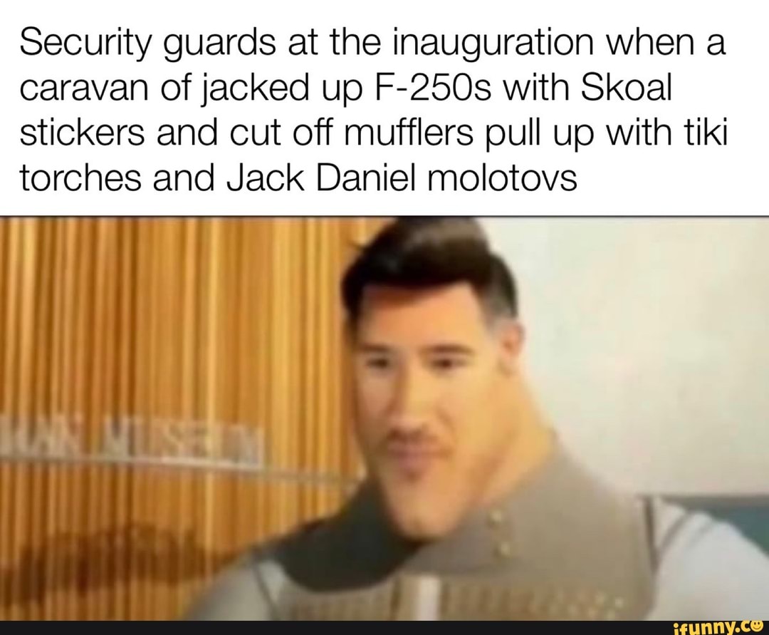 Security guards at the inauguration when caravan of jacked up F-250s ...