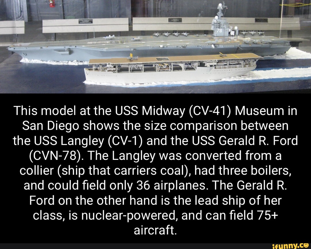 This model at the USS Midway (CV-41) Museum in San Diego shows the size ...