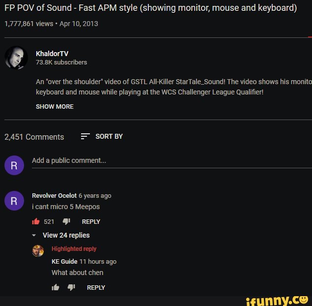 FP POV of Sound - Fast APM style (showing monitor, mouse and keyboard ...