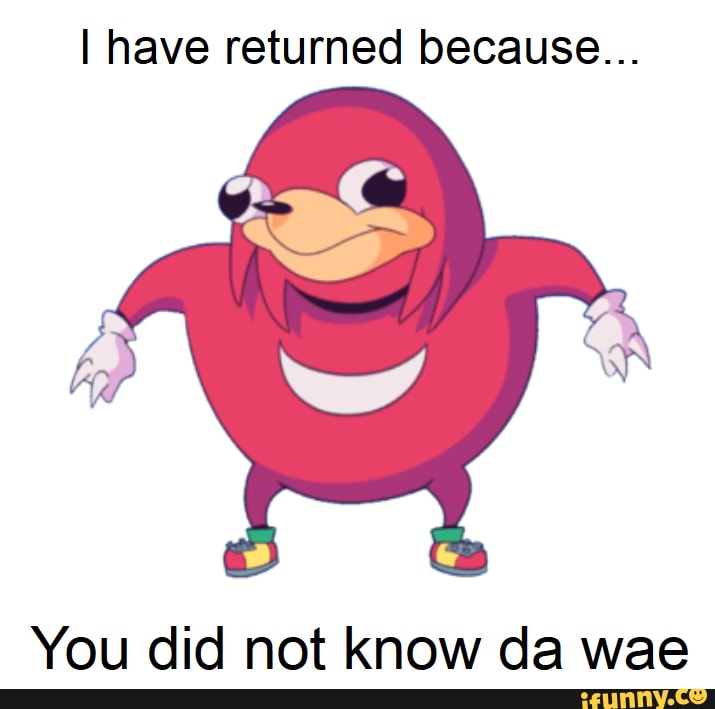 I have returned because... You did not know da wae - iFunny
