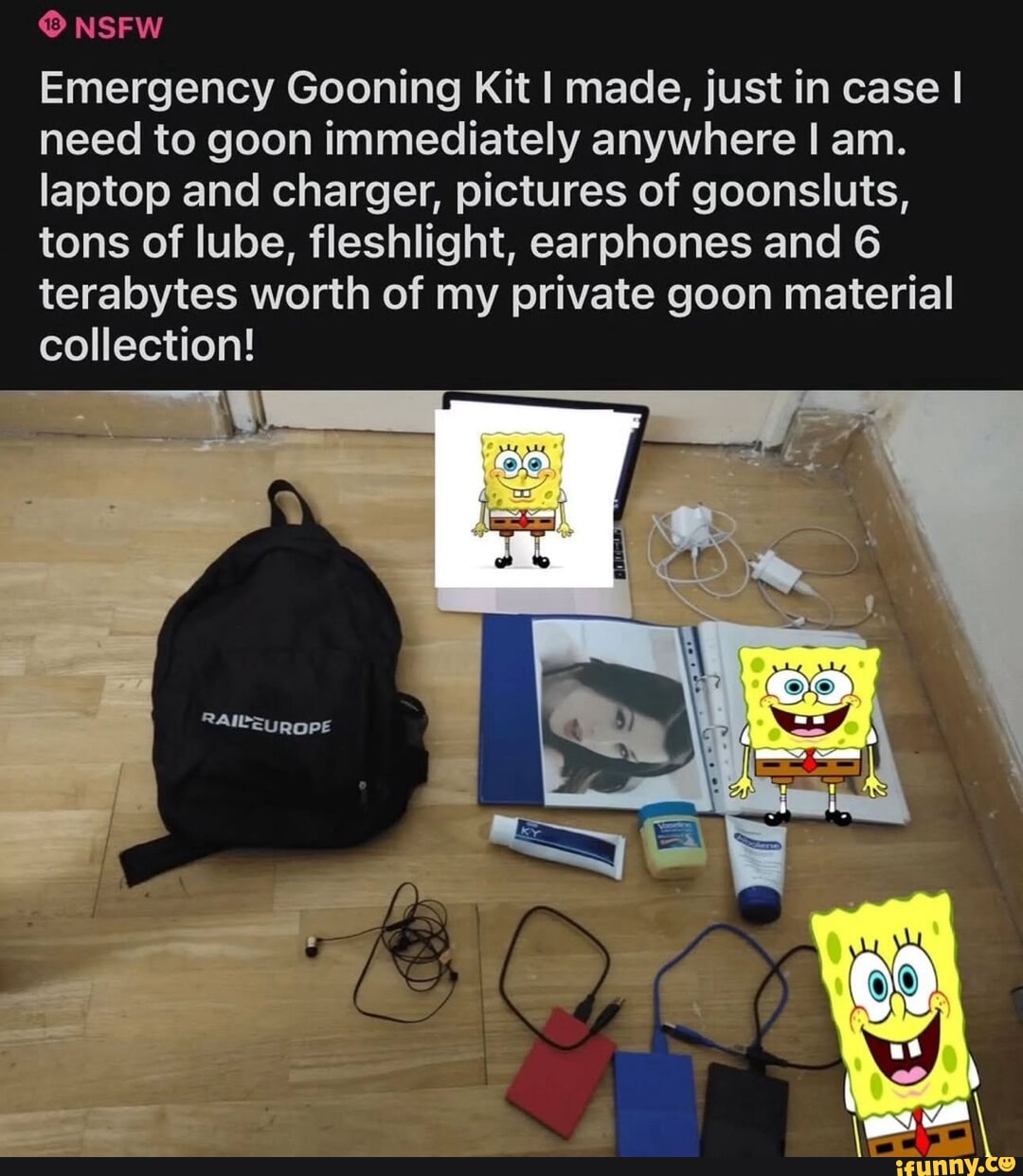 NSFW Emergency Gooning Kit I made, just in case I need to goon ...