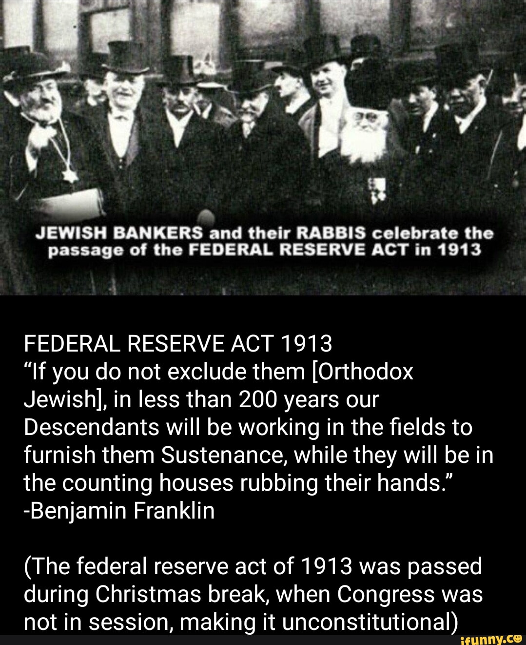 JEWISH BANKERS and their RABBIS celebrate the passage of the FEDERAL ...