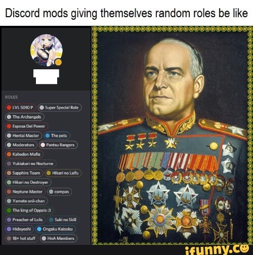 Discord mods giving themselves random roles be We - iFunny