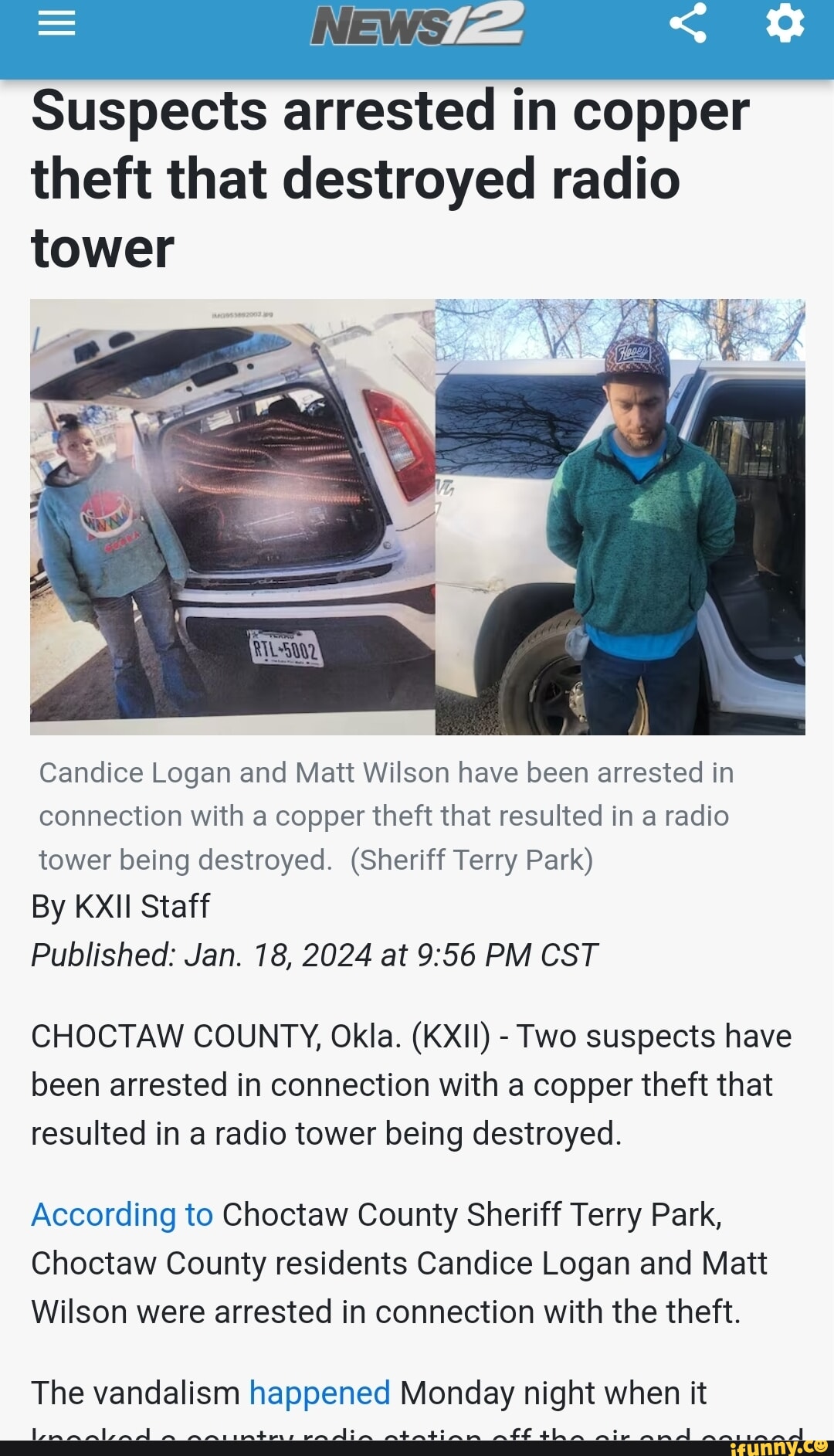 INEWs Suspects arrested in copper theft that destroyed radio tower ...