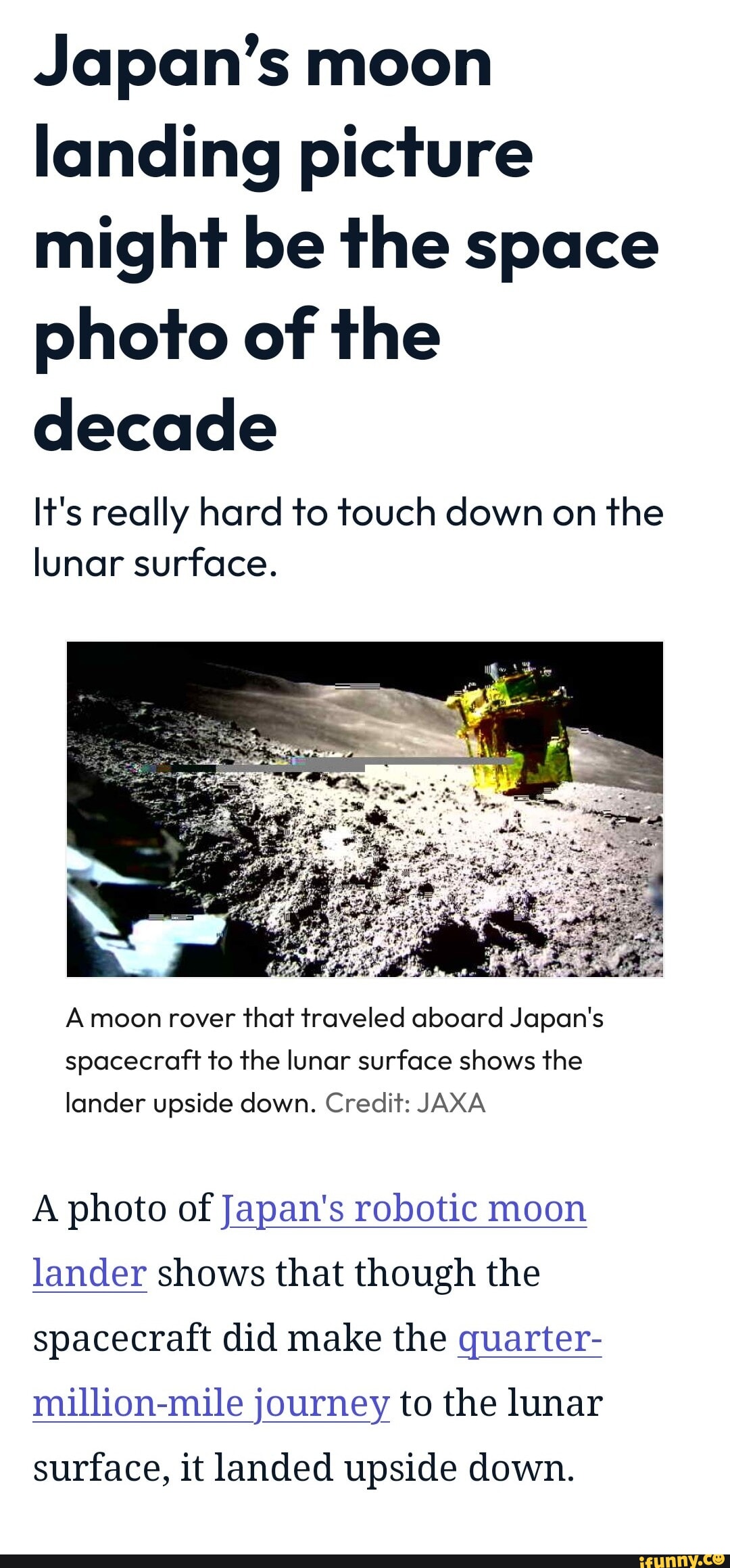 Japan's moon landing picture might be the space photo of the decade It ...