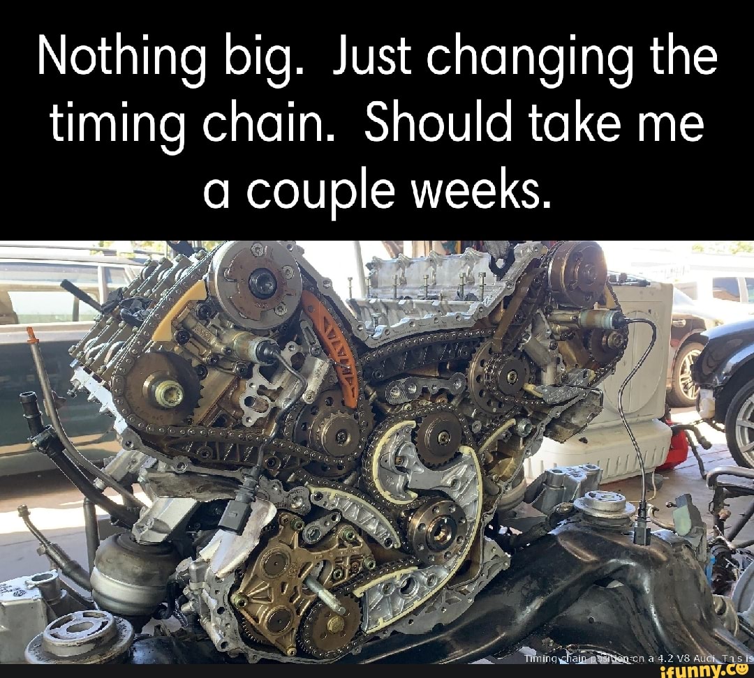 Nothing big. Just changing the timing chain. Should take me couple ...