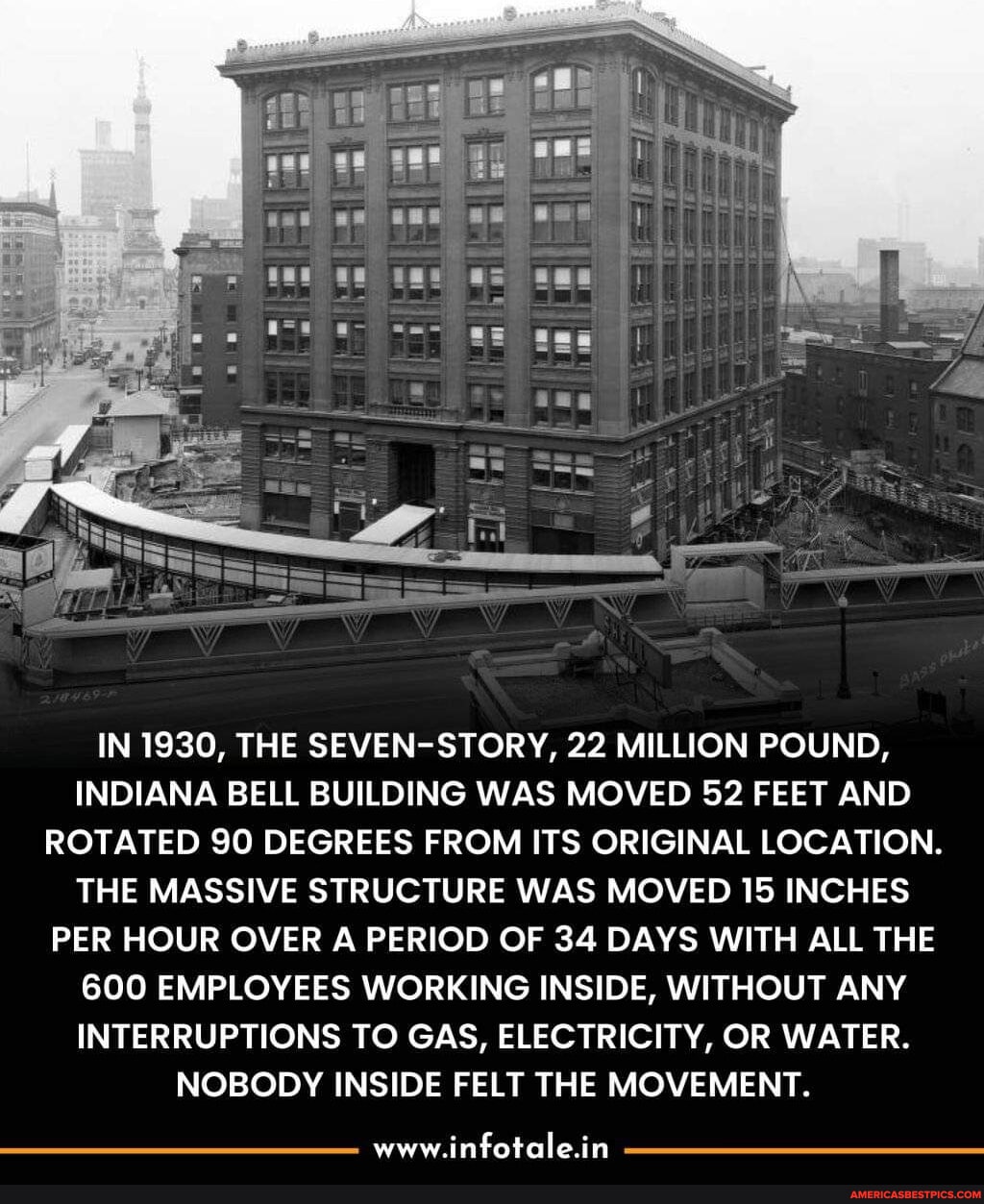 IN 1930, THE SEVEN-STORY, 22 MILLION POUND, INDIANA BELL BUILDING WAS ...