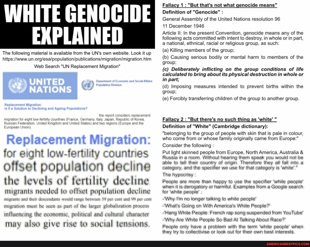 WHITE GENOCIDE EXPLAINED The following material is available from the ...