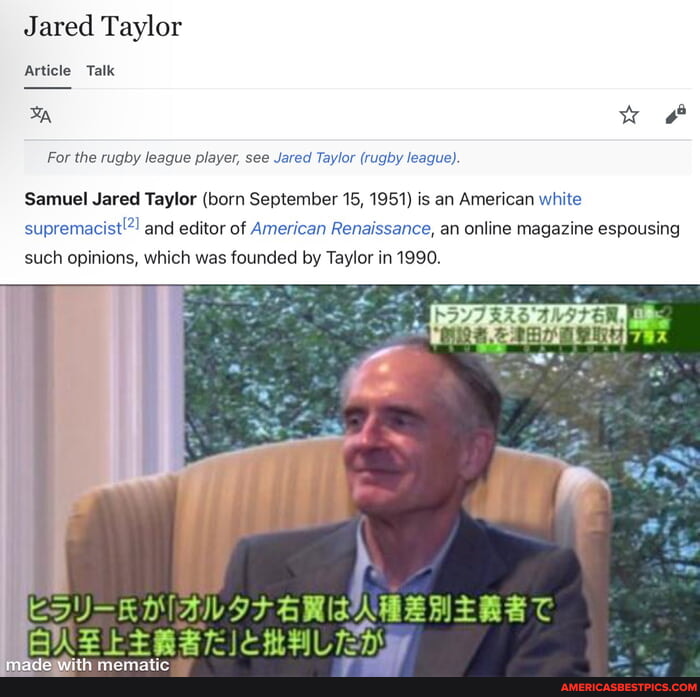 Jared Taylor Article Talk For the rugby league player, see Jared Taylor ...