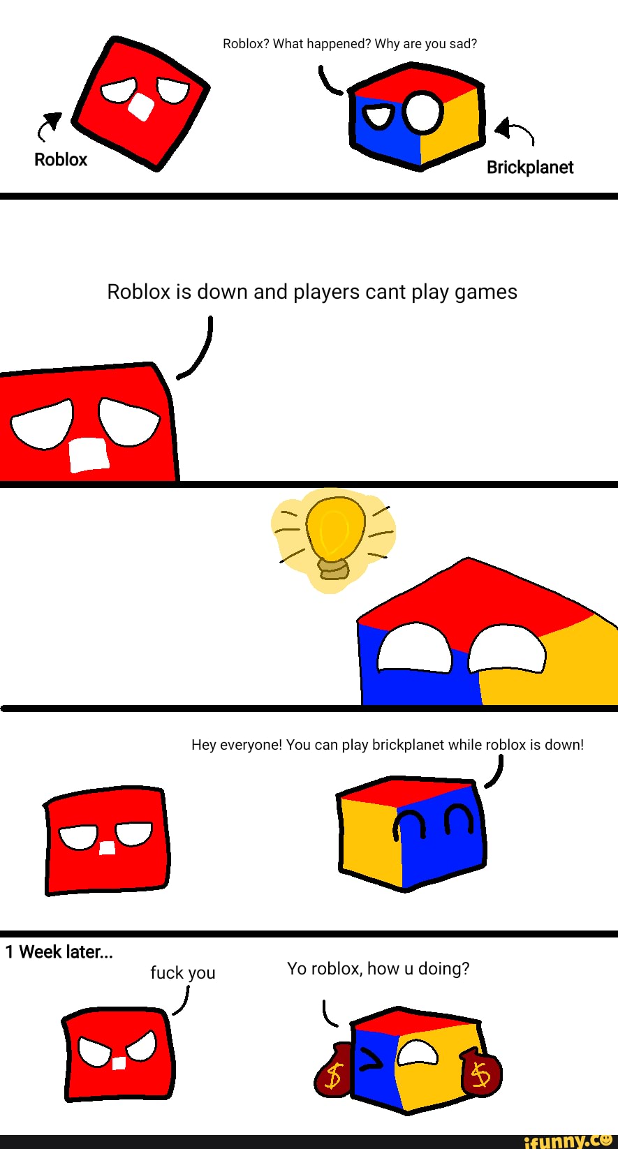 Roblox? What happened? Why are you sad? Roblox Brickplanet Roblox is down and players cant play ...