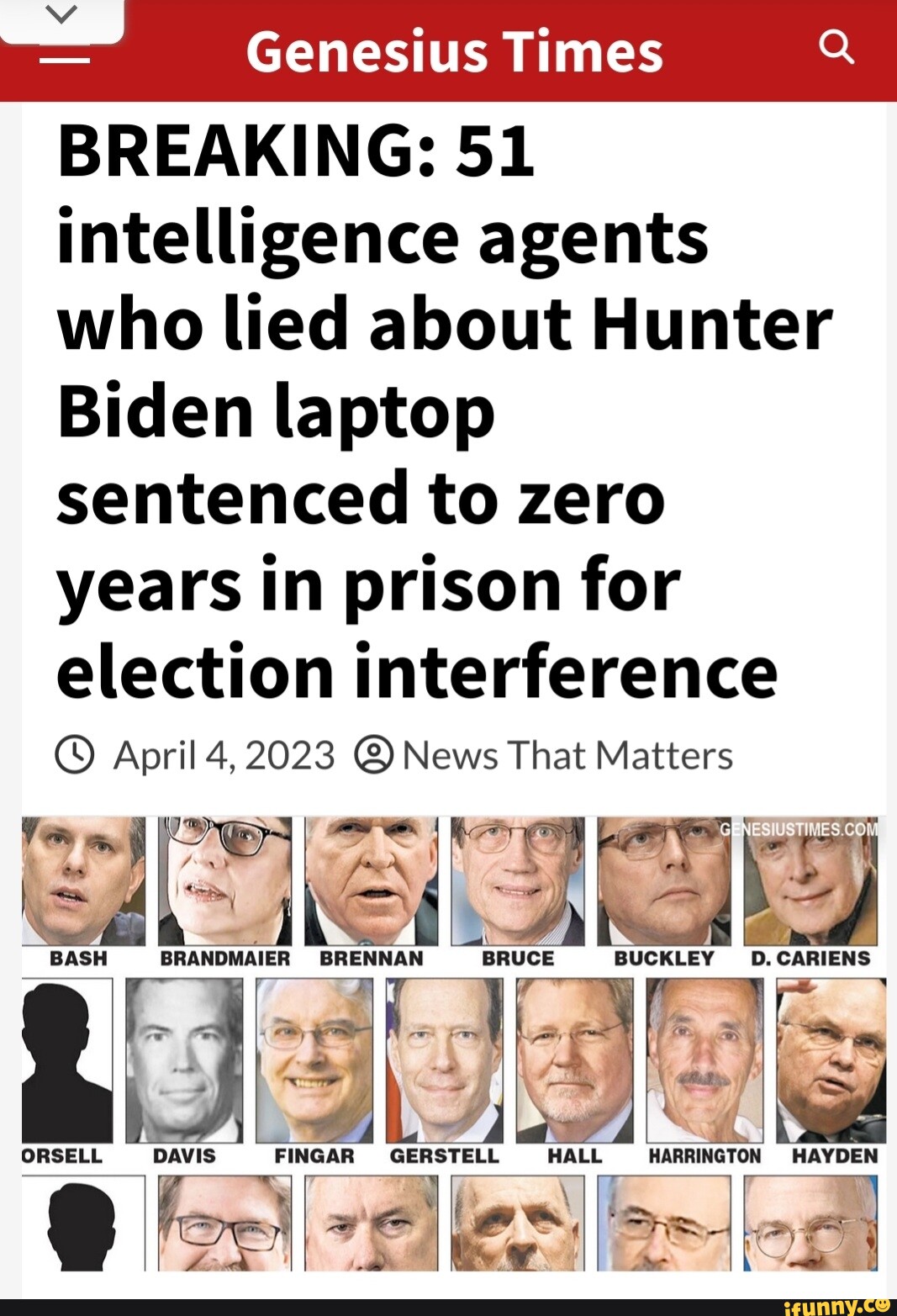 Genesius Times BREAKING: 51 intelligence agents who lied about Hunter ...