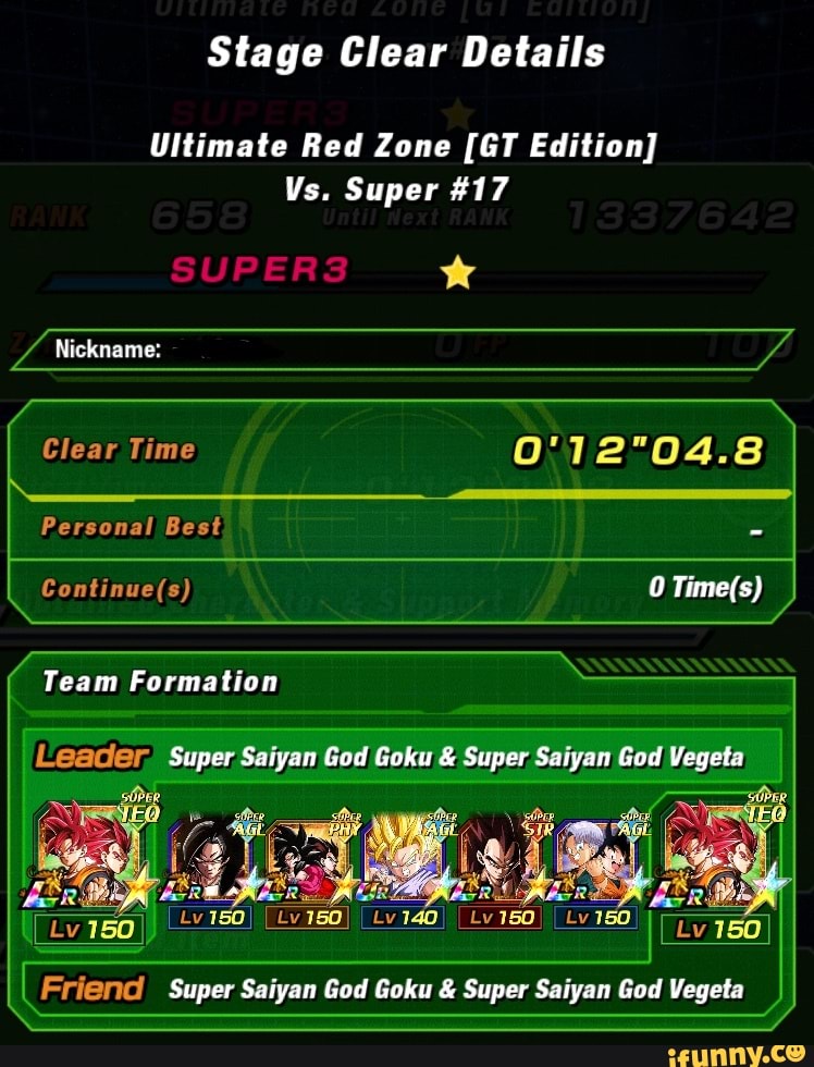 Stage Clear Details Ultimate Red Zone [GT Edition] Vs, Super #17 SUPERS ...