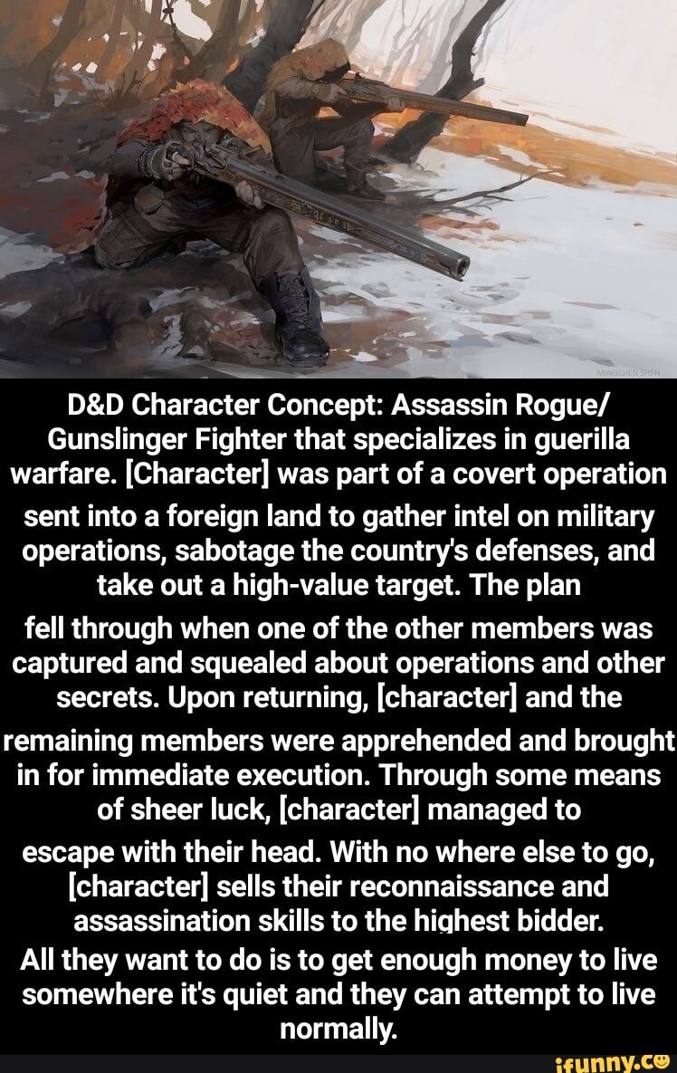 D&D Character Concept: Assassin Rogue] Gunslinger Fighter that ...