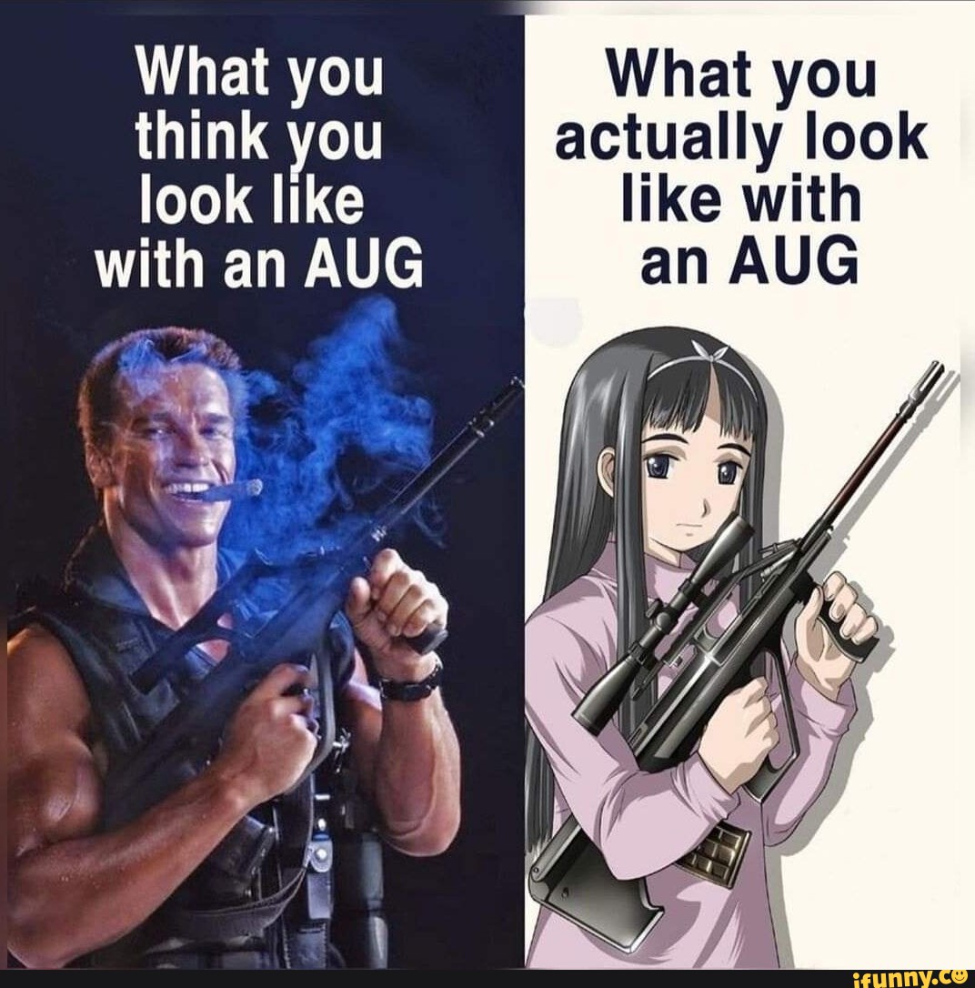 What you think you look like with an AUG What you actually look like ...
