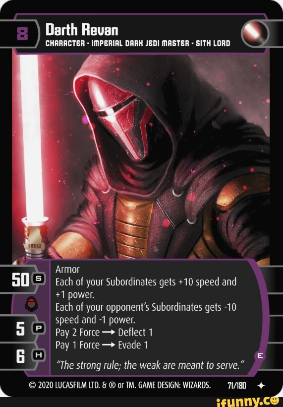 Darth Revan CHARACTER - IMPERIAL DARK JEDI MASTER - SITH LORD Armor 50 ...