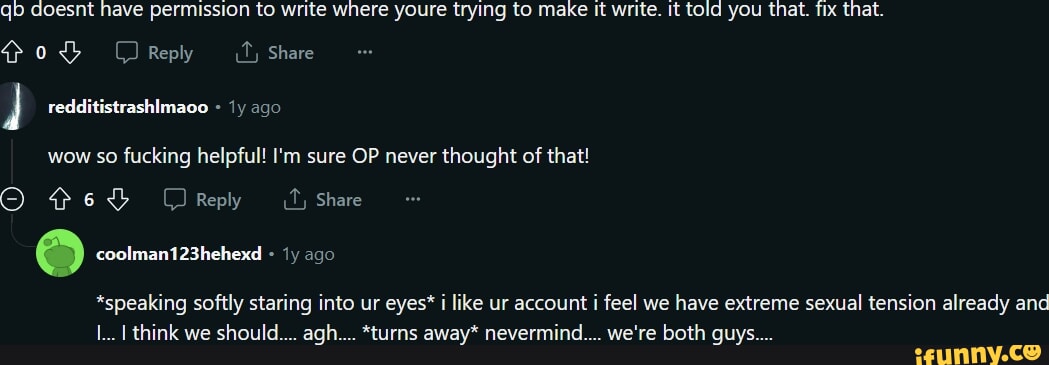 Qb Doesnt Have Permission To Write Where Youre Trying To Make It Write It Told You That Fix 