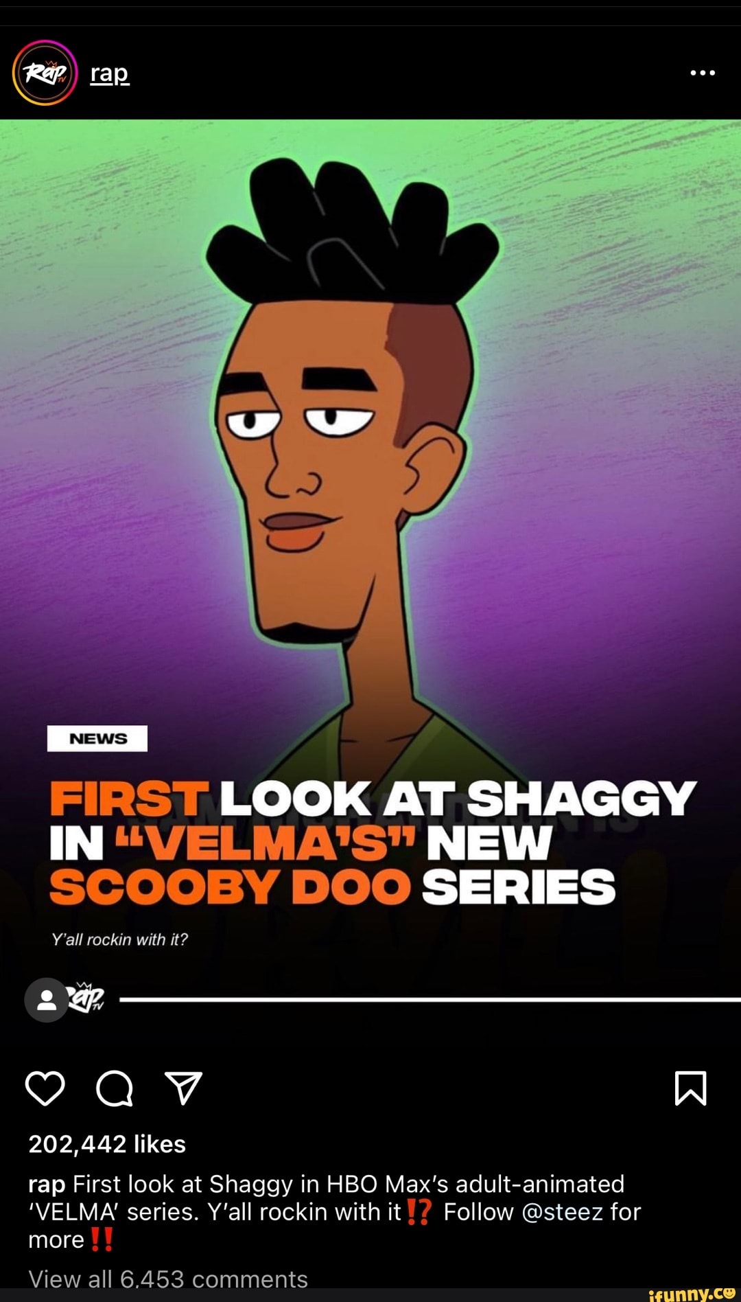 FIRST LOOK AT SHAGGY IN "VELMA'S" NEW SCOOBY DOO SERIES Rep rap NEWS Y ...