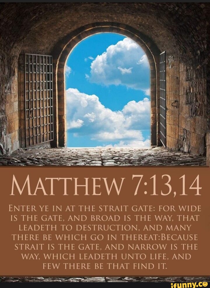 MATTHEW ENTER YE IN AT THE STRAIT GATE: FOR WIDE IS THE GATE, AND BROAD ...