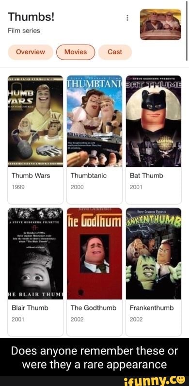 Overview ( Movies ) Thumbs! Film series st 'Thumb Wars 'Thumbtanic Bat ...
