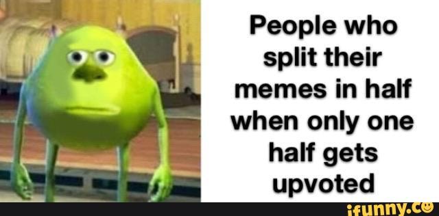 People who split their memes in half when only one half gets upvoted ...