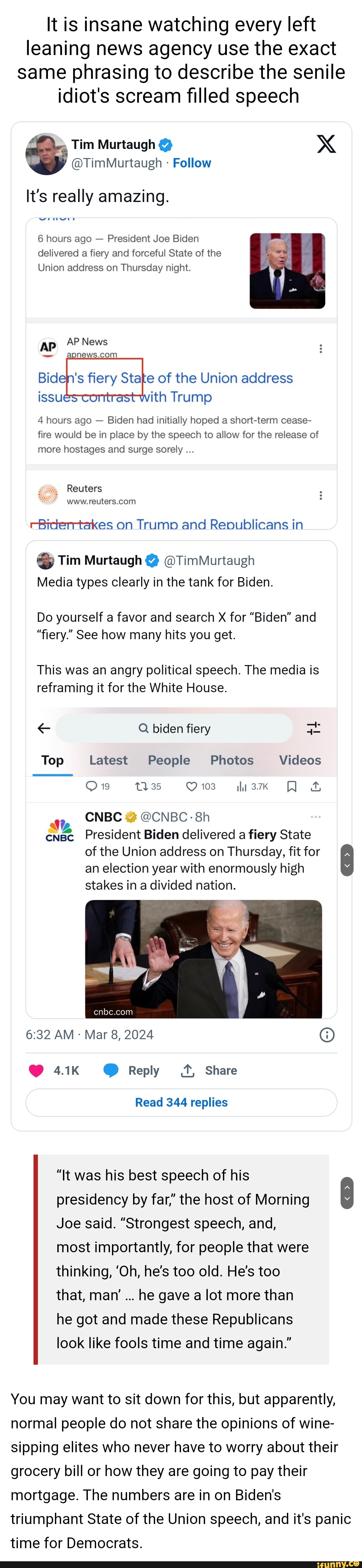 Lt is insane watching every left leaning news agency use the exact same ...