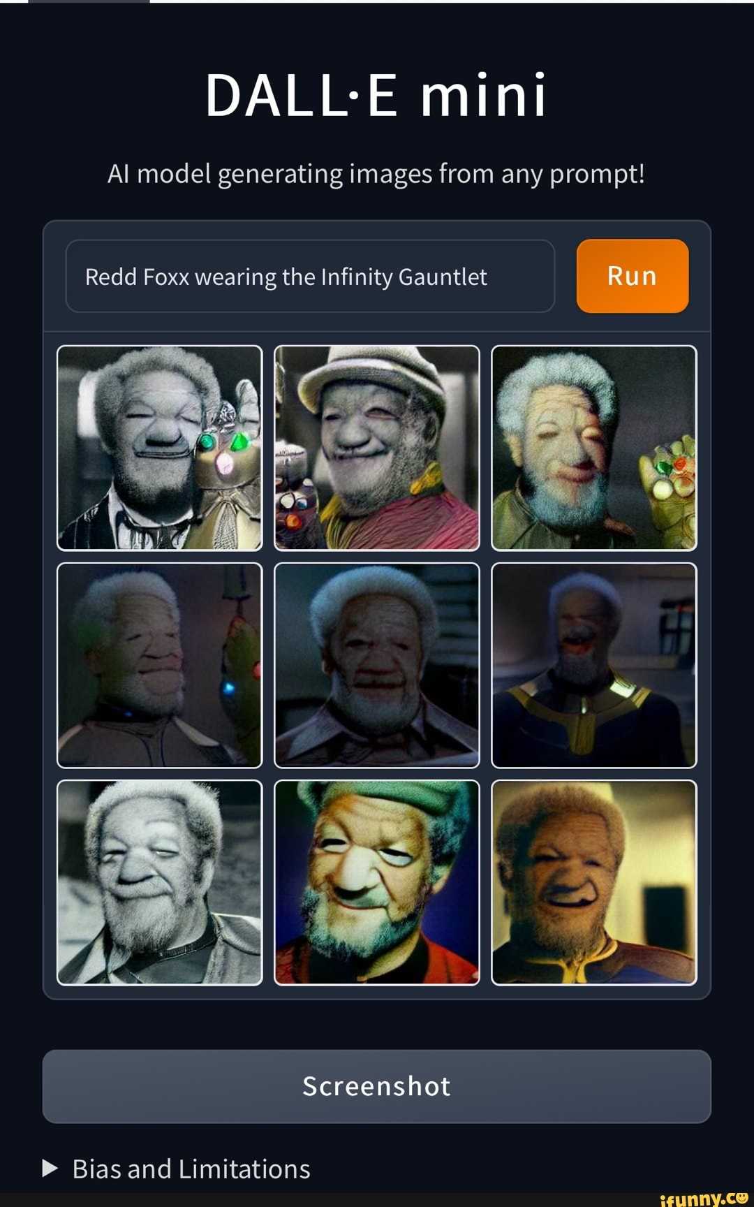 Mint Run Al model generating images from any prompt! Redd Foxx wearing ...