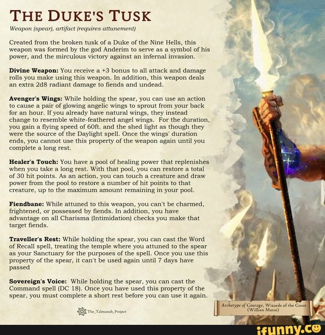 THE DUKE'S TUSK Weapon (spear), artifact (requires attunement) Created ...