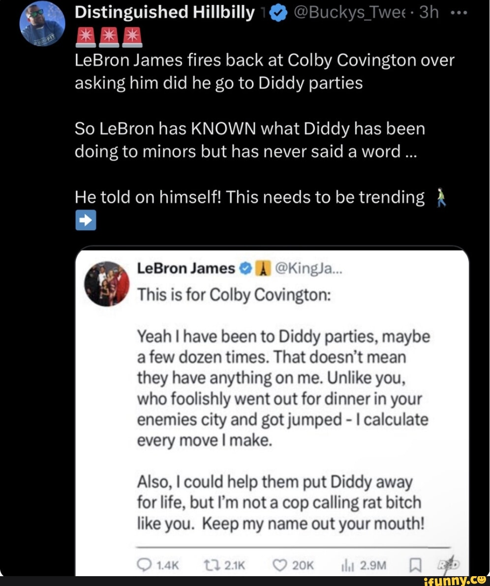 Distinguished Hillbilly @ @Buckys Twee: LeBron James fires back at ...