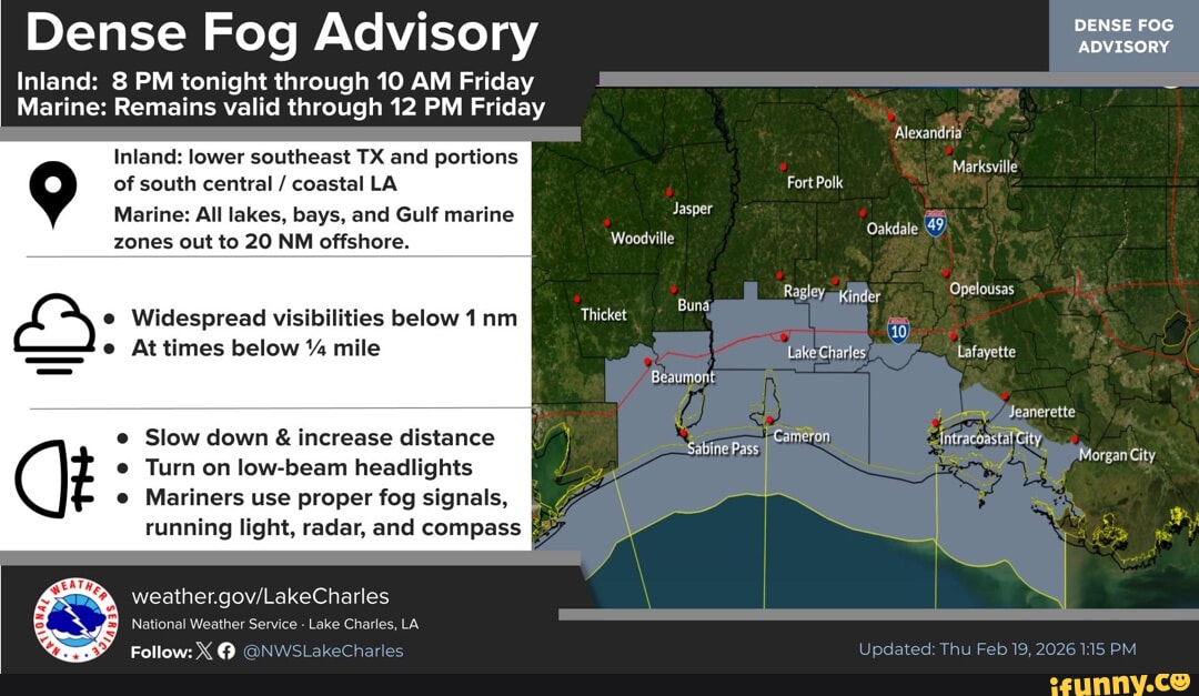 Dense Fog Advisory Inland: 8 PM tonight through 10 AM Friday Marine ...
