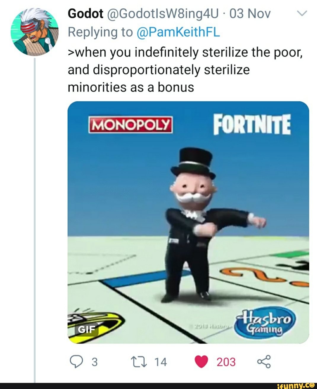 Godot @GodotlsW8ing4U 03 Nov Replying to >when you indefinitely ...