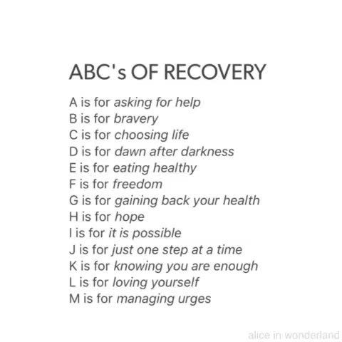ABC's OF RECOVERY A is for asking for help B is for bravery C is for ...