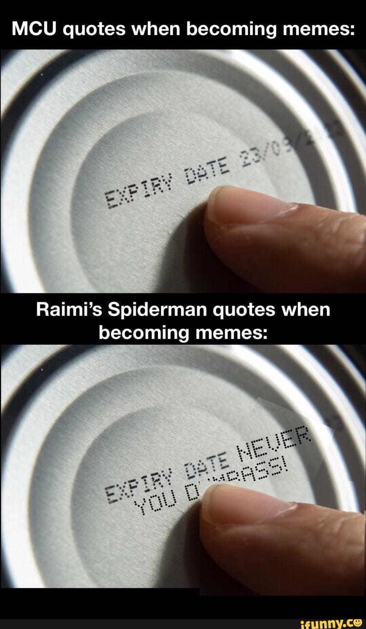MCU quotes when becoming memes: Raimi's Spiderman quotes when becoming ...