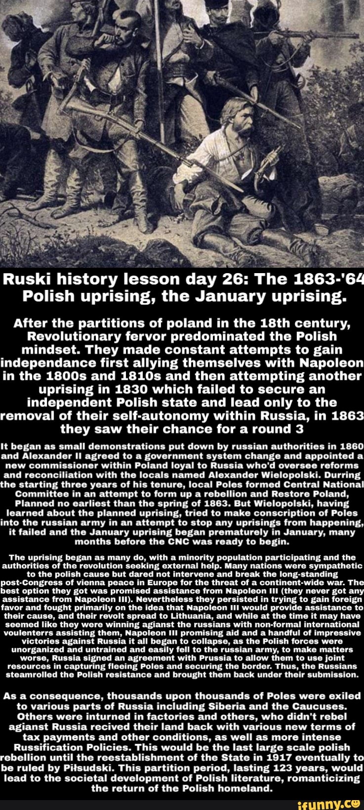 Ruski history lesson day 26: The 1863-'64 Polish uprising, the January ...