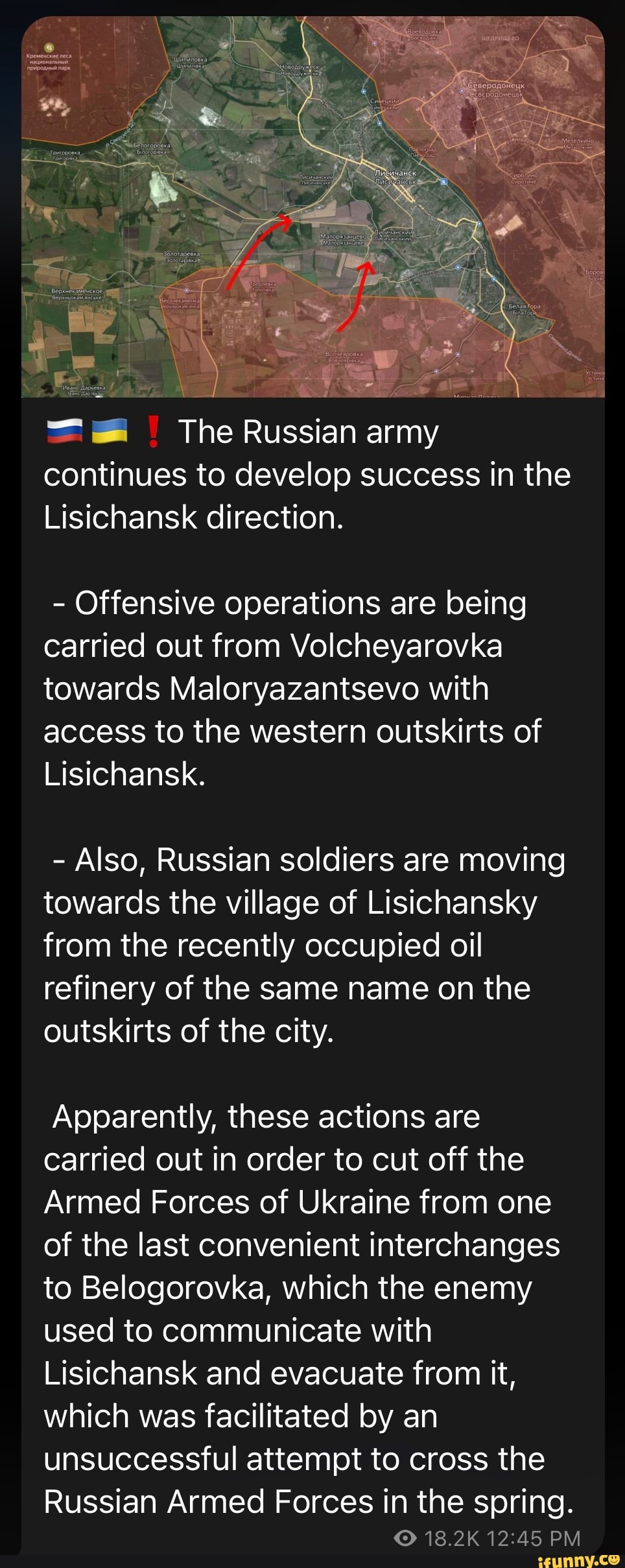 The Russian army continues to develop success in the Lisichansk ...
