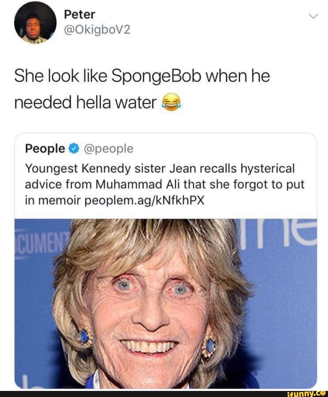 She look like SpongeBob when he needed hella water Pei People 0 @people ...