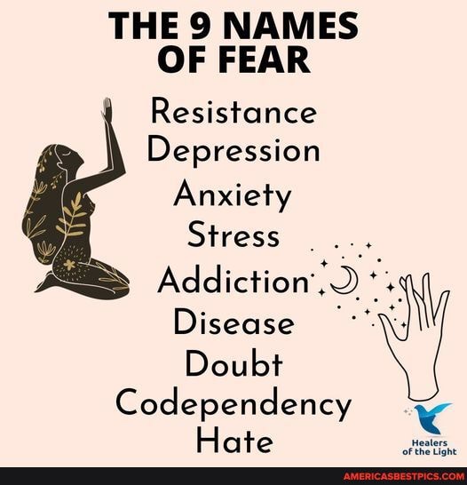 THE 9 NAMES OF FEAR Resistance Depression Anxiety Stress Addiction ...
