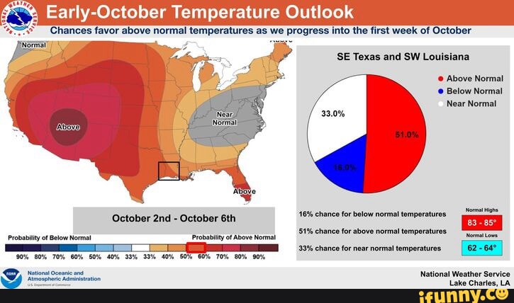 Early-October Temperature Outlook 'Chances favor above normal ...