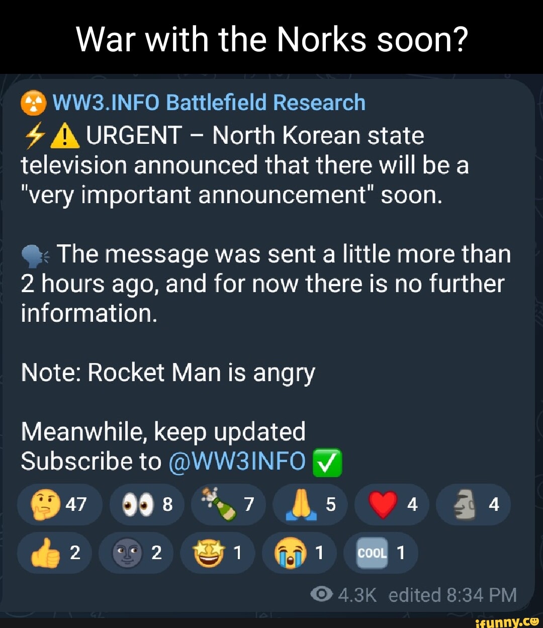 War with the Norks soon? @ WW3.INFO Battlefield Research URGENT North ...