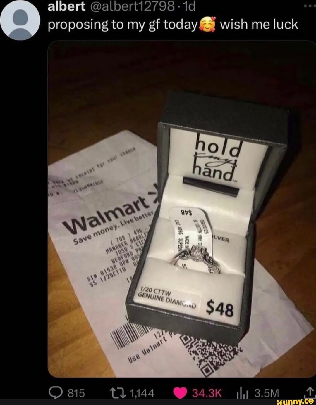 Albert @albert12798 - proposing to my gf today wish me luck 815 21144 ...