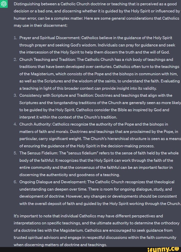 Distinguishing between a Catholic Church doctrine or teaching that is ...