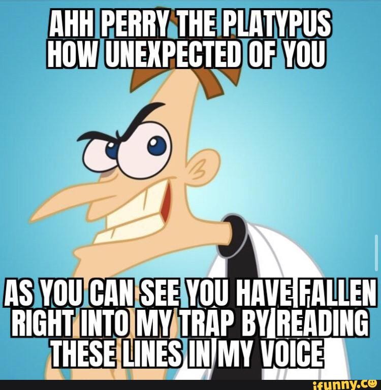 AHH PERRY THE PLATYPUS HOW UNEXPECTED OF YOU AS YOU CAN SEE YOU RIGHT ...