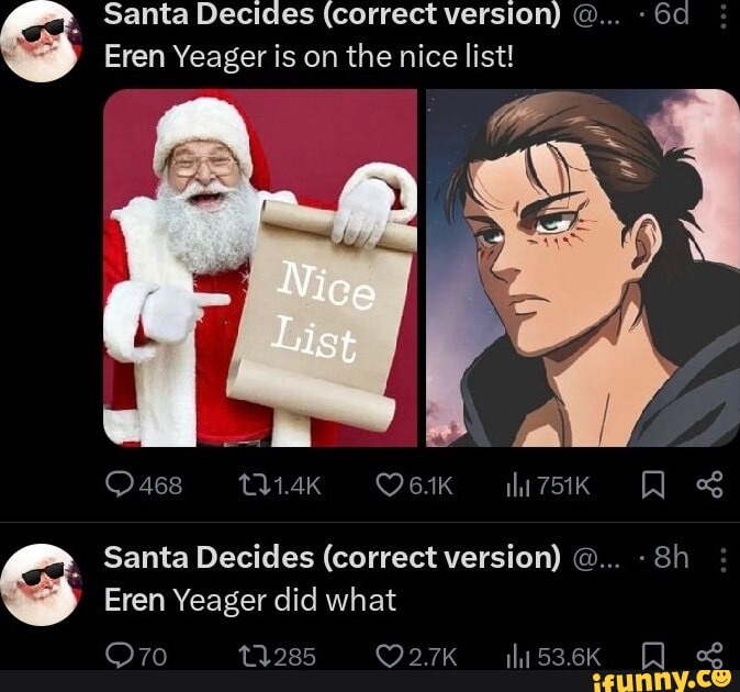 Santa Decides (correct version) Ww... Eren Yeager is on the nice list ...