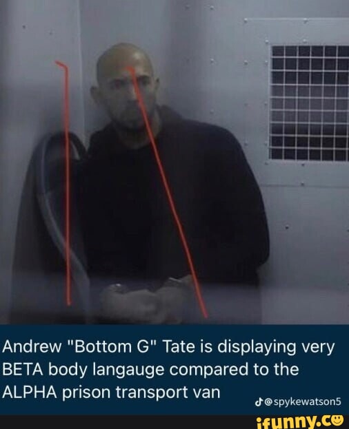 Andrew "Bottom G" Tate is displaying very BETA body langauge compared ...
