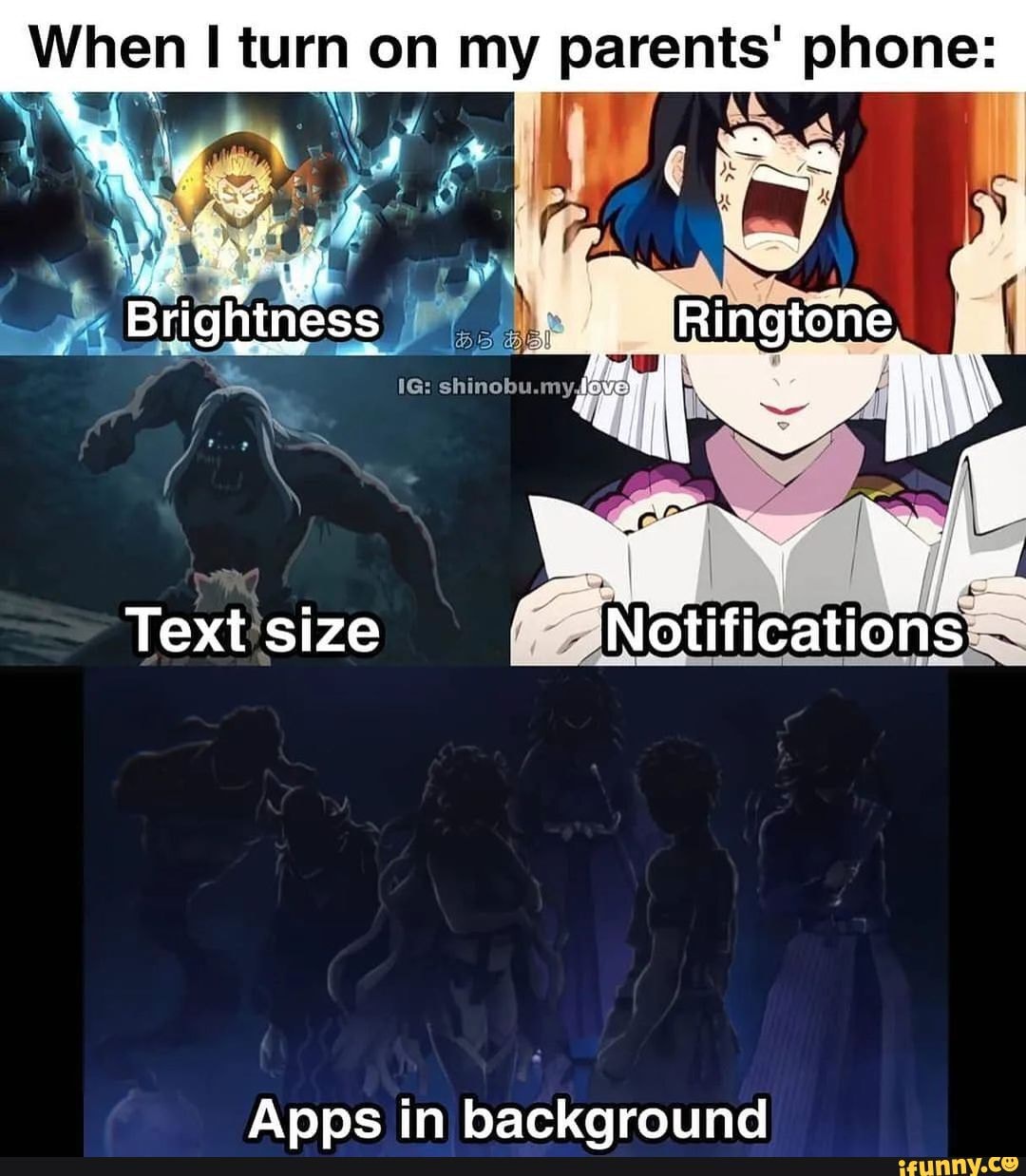 When turn on my parents' phone: fe Brightness Text size Anps in ...