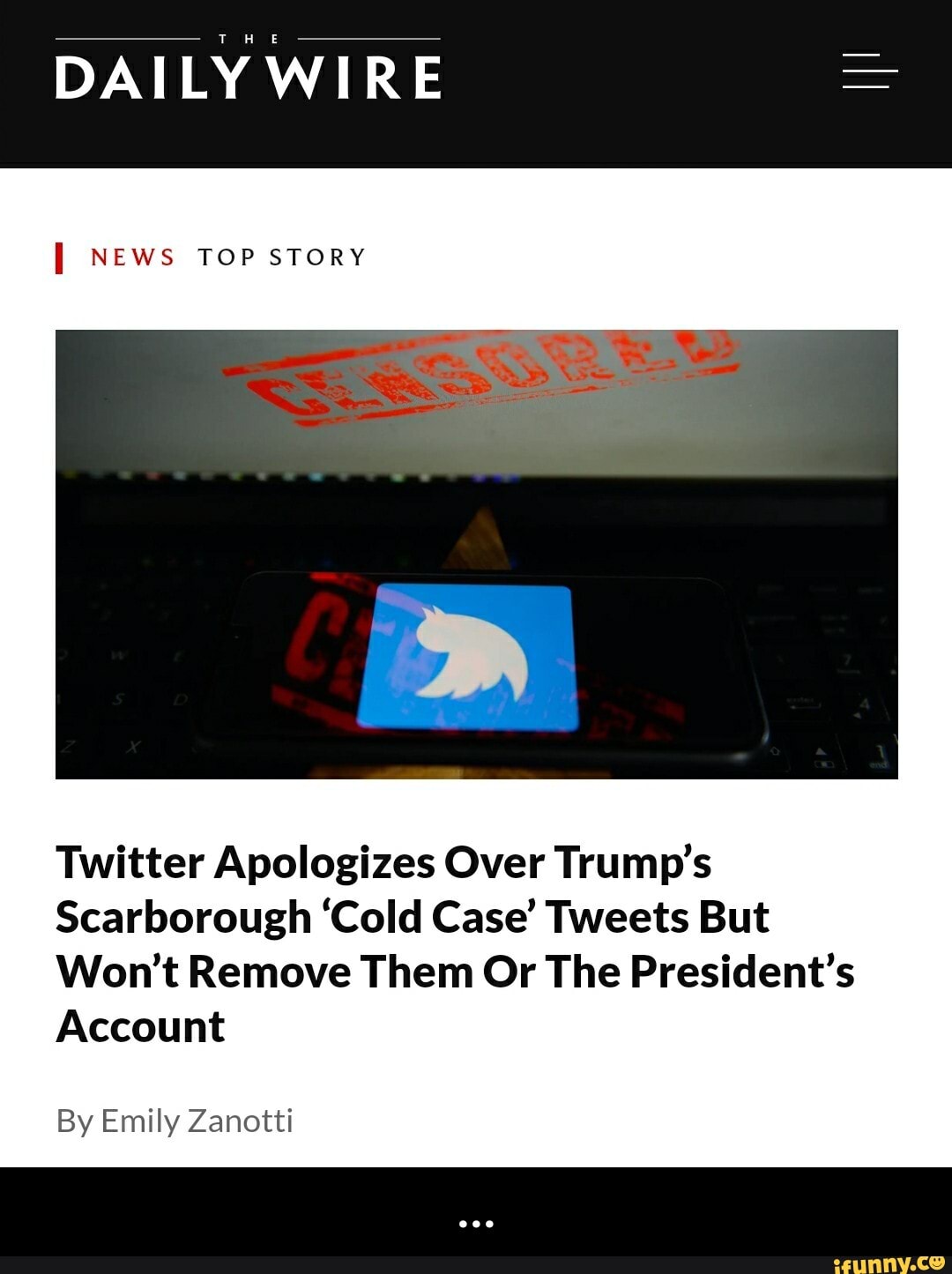 DAILY WIRE Twitter Apologizes Over Trump's Scarborough 'Cold Case ...