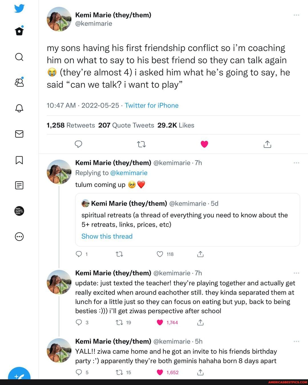 Kemi Marie @kemimarie my sons having his first friendship conflict so i'm coaching him on what ...