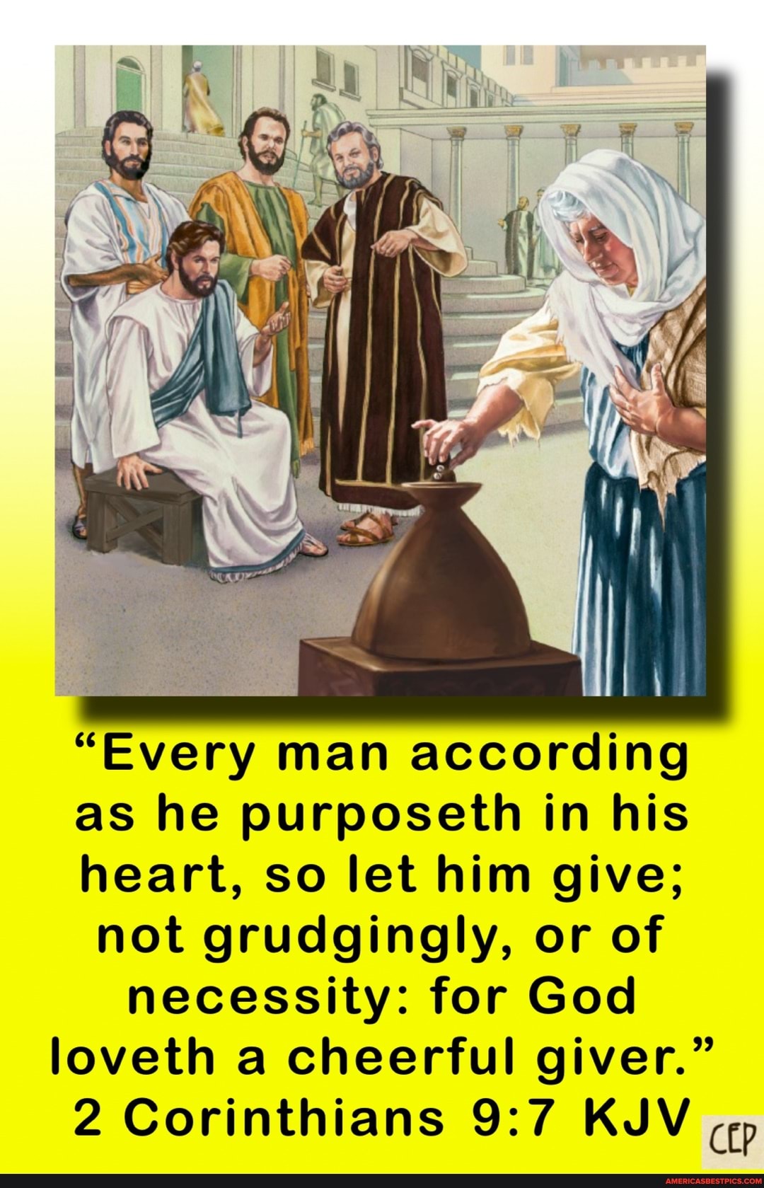 "Every man according as he purposeth in his heart, so let him give; not ...