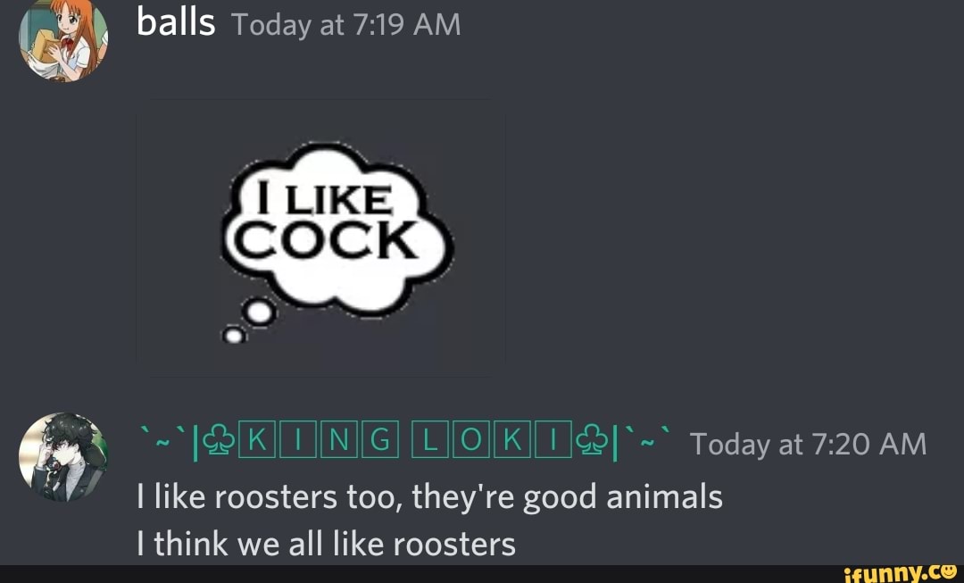 Balls Today at AM ING LOK Today at AM I like roosters too, they're good ...
