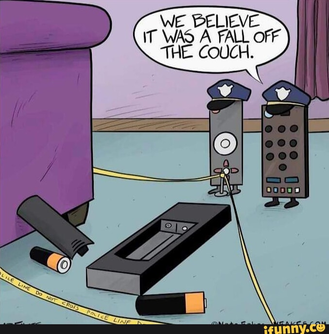 WE BELIEVE IT WAS A _FALL OFF THE COUCH. - iFunny