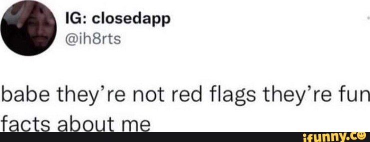 Babe they're not red flags they're fun facts about me - iFunny